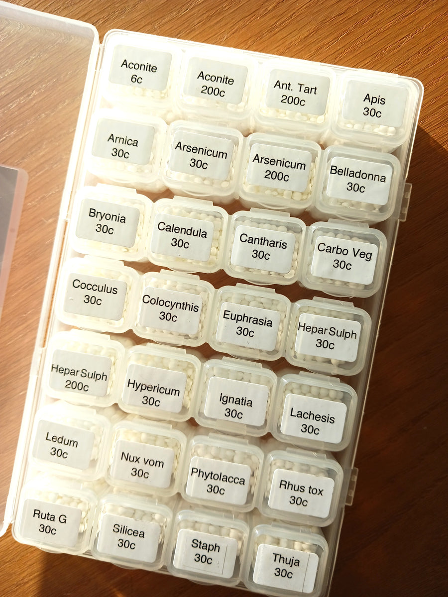 FIRST AID KIT - 28 Single Homeopathic Remedies - Dry Pellets, 80 doses ...